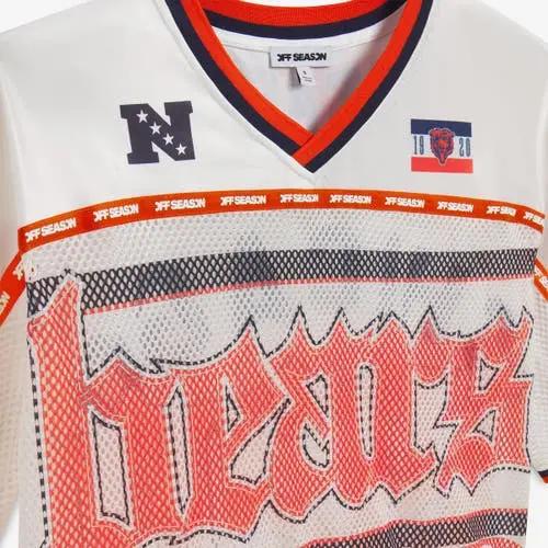 OFF SEASON Chicago Bears Cropped Mesh V-neck Top
