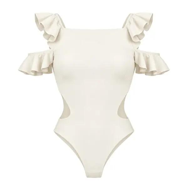 RIVE & RITUEL Charmaine Ivory Frill Bodysuit