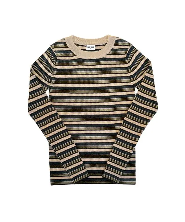 MABLI Seilio Skinny Rib Biscotti Stripe - Brown