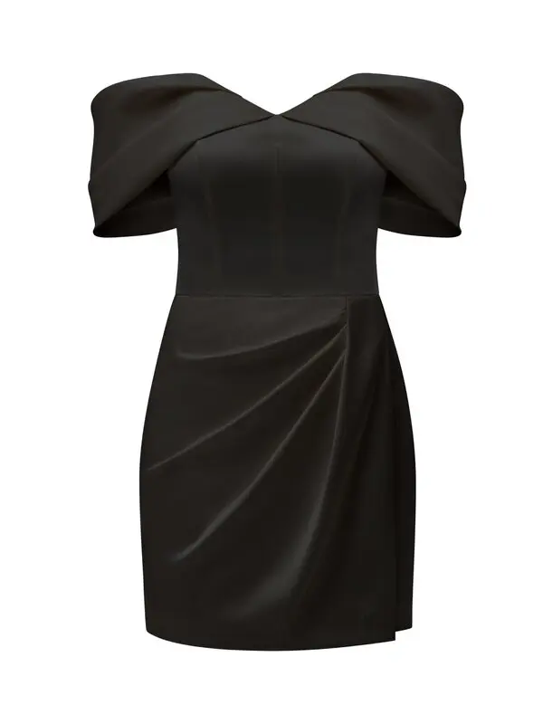 TIA DORRAINE Heavenly Kissed Draped Satin Mini Dress - Black