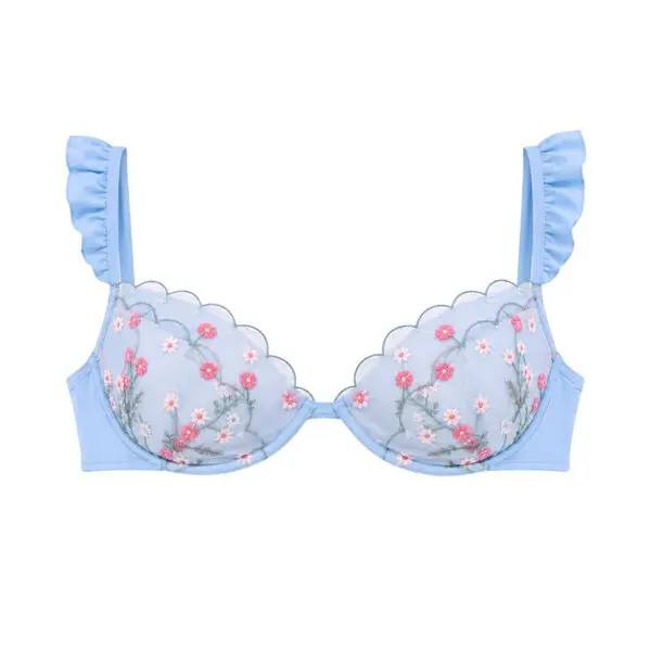 IVY SWIMWEAR Sirena In Light Scallop Lace Bikini Top - Blue