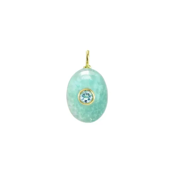 KAMARIA Amazonite Gemstone Pendant With Topaz Small Oval