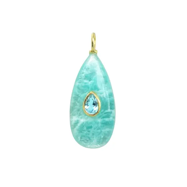 KAMARIA Amazonite Gemstone Pendant With Topaz Elongated Pear