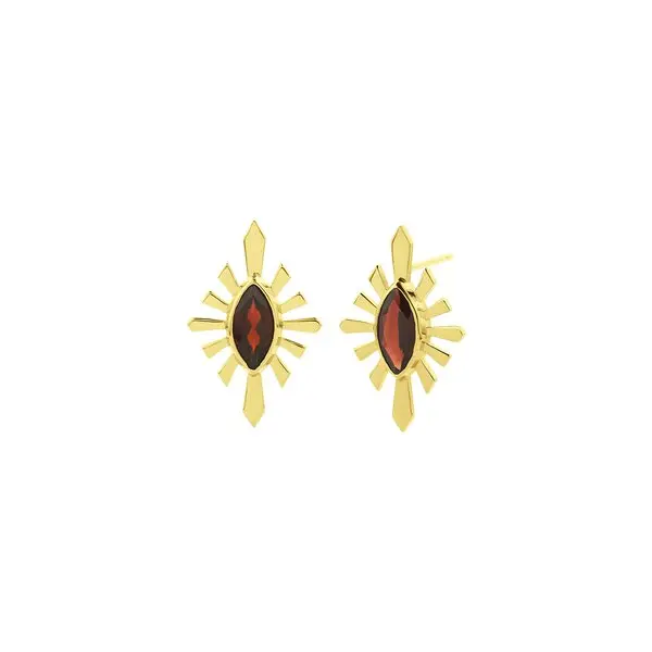 Zoë & Morgan Sister Studs Gold Vermeil, Rhodolite Garnet