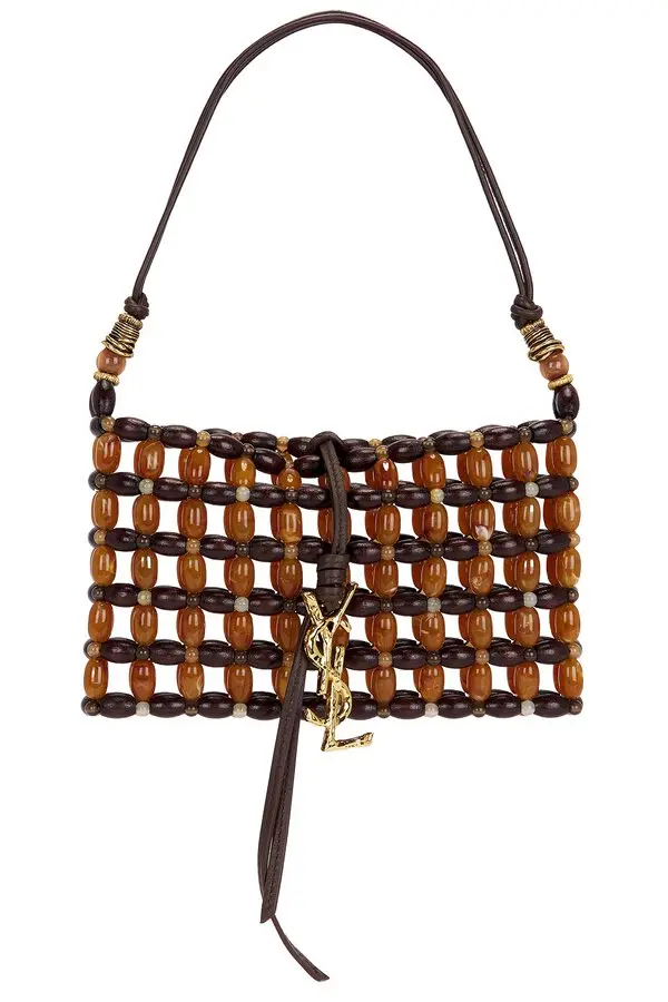 Saint Laurent Mini Evening Bag In Brown & Beige In Brown - Brown Multi