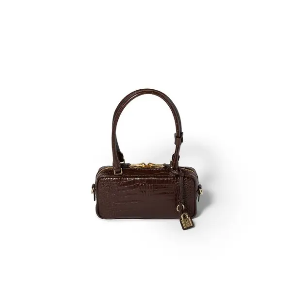 Miu Miu Beau Croco-embossed Leather Mini-bag - Cocoa Brown