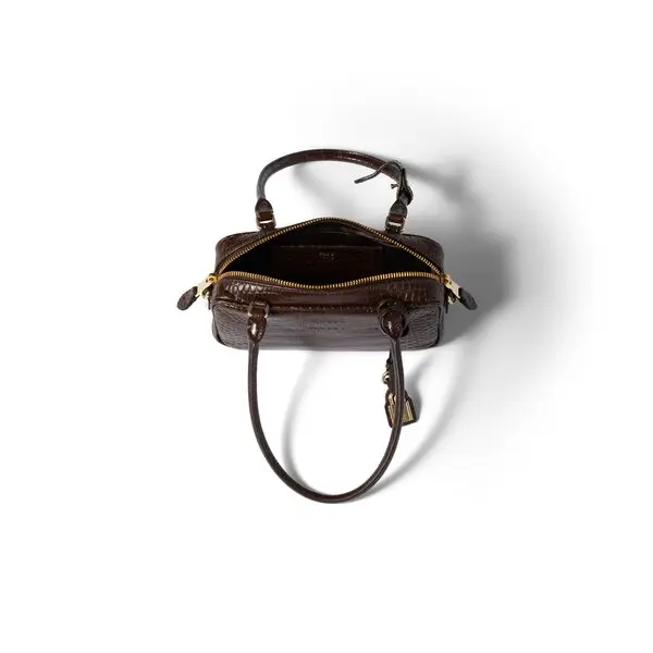 Miu Miu Beau Croco-embossed Leather Mini-bag - Cocoa Brown