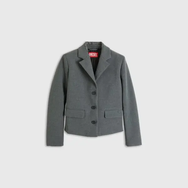 DIESEL® Cropped Blazer With Denim-trimmed Collar