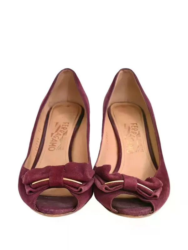 FERRAGAMO Ribbon Peep-toe Pumps