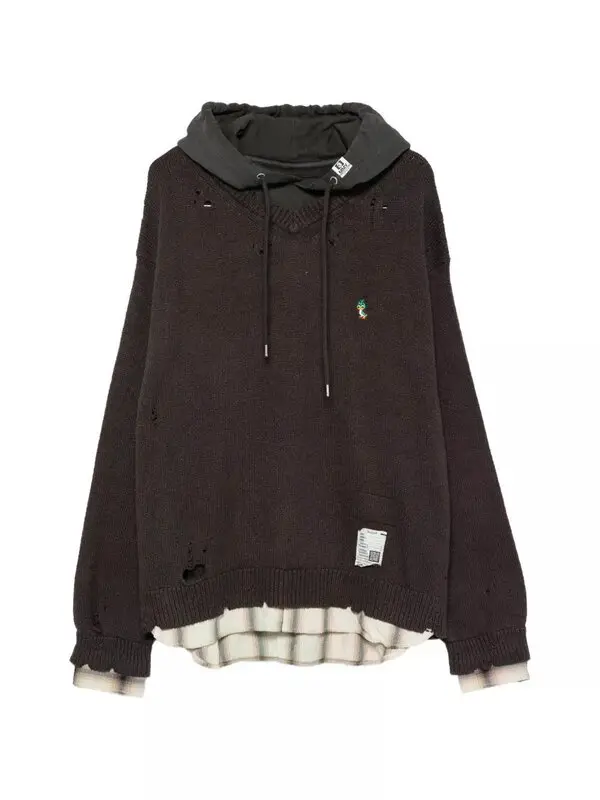 Mihara Yasuhiro Distressed Layered-hoodie Sweater