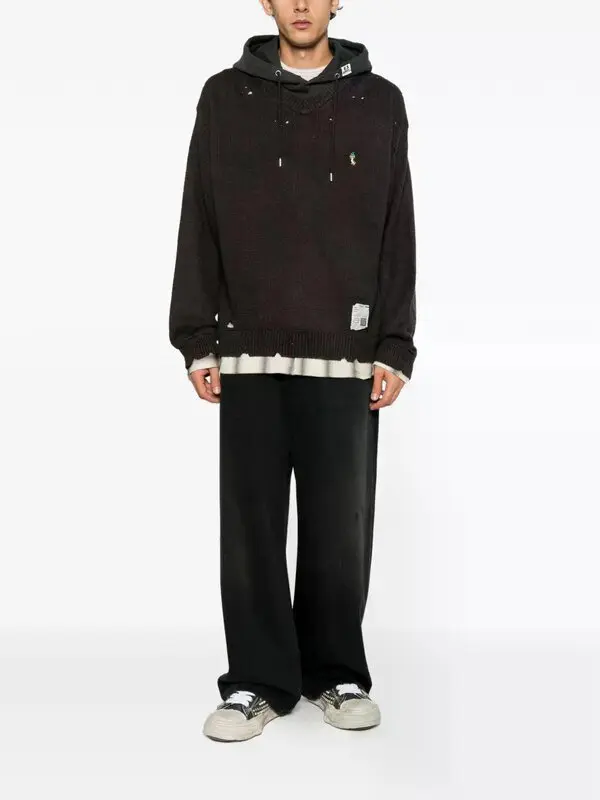 Mihara Yasuhiro Distressed Layered-hoodie Sweater