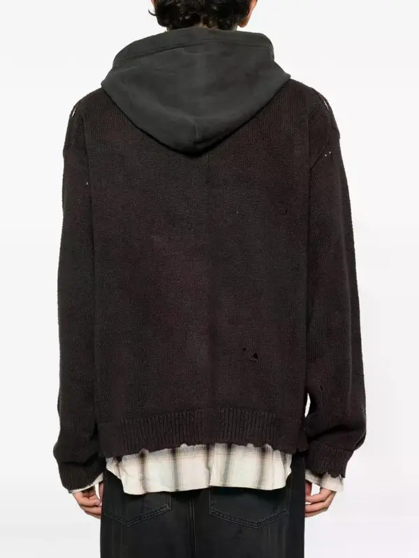 Mihara Yasuhiro Distressed Layered-hoodie Sweater