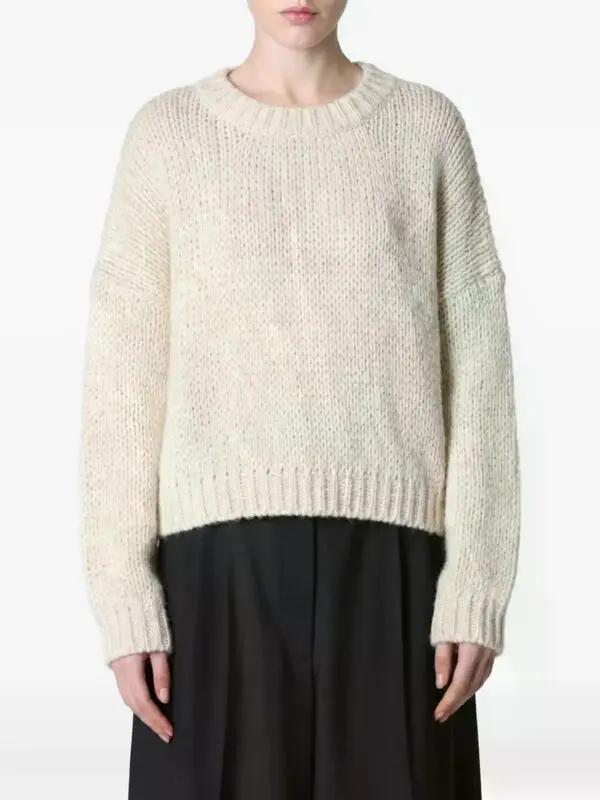 ROBERTO COLLINA Chunky-knit Drop-shoulder Sweater - Neutrals