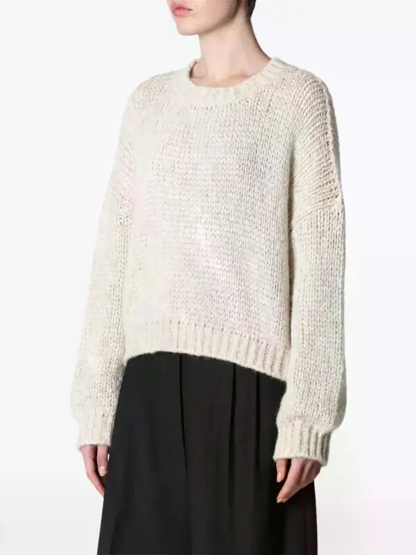 ROBERTO COLLINA Chunky-knit Drop-shoulder Sweater - Neutrals
