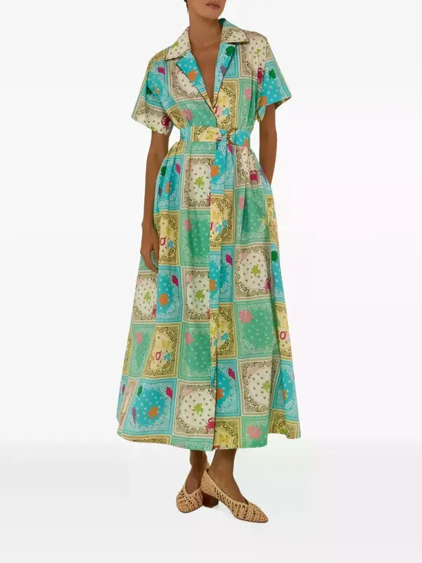 PALM. NOOSA Belted Patchwork-print Dress