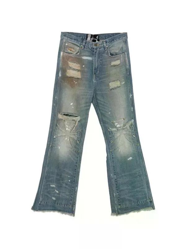 SEKRIT Distressed Patchwork Jeans