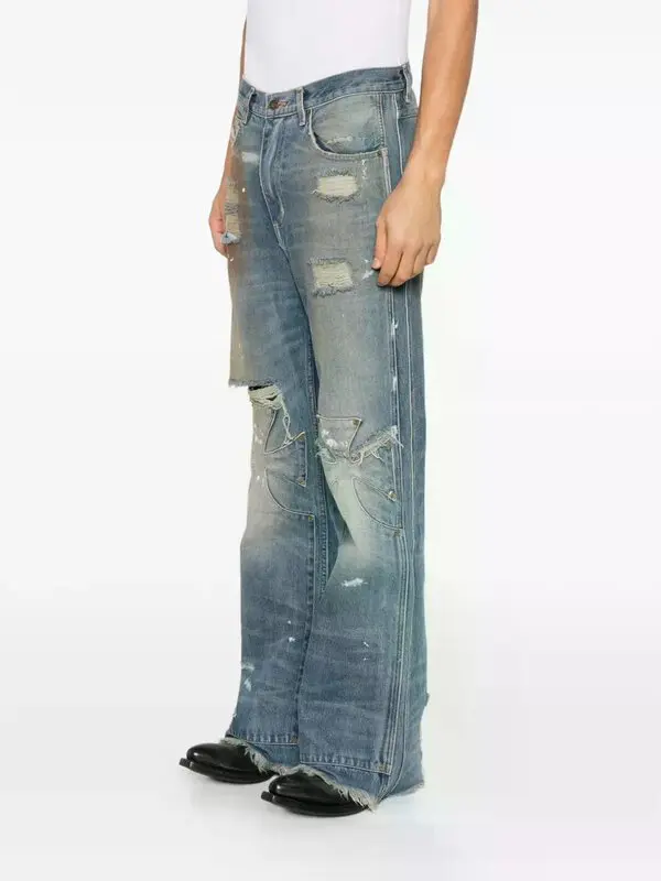 SEKRIT Distressed Patchwork Jeans