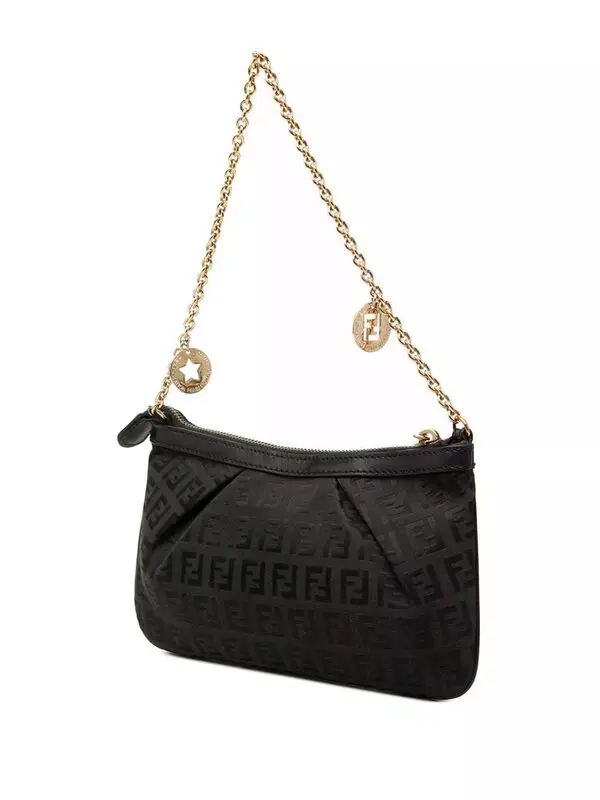 Fendi 2000-2010 Zucchino Canvas Chain Pochette Shoulder Bag