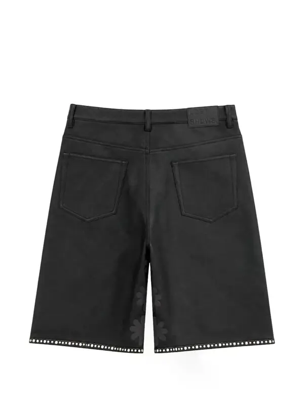 LOSTSHDWS Embellished Sun Logo Faux-leather Shorts