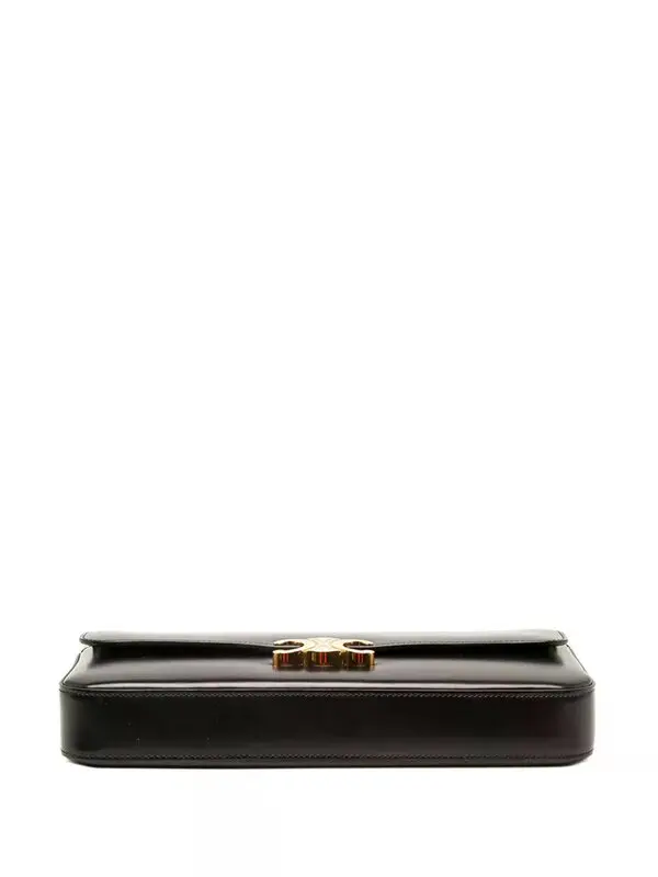 Celine 2021 Shiny Calfskin Triomphe Chain Shoulder Bag - Black