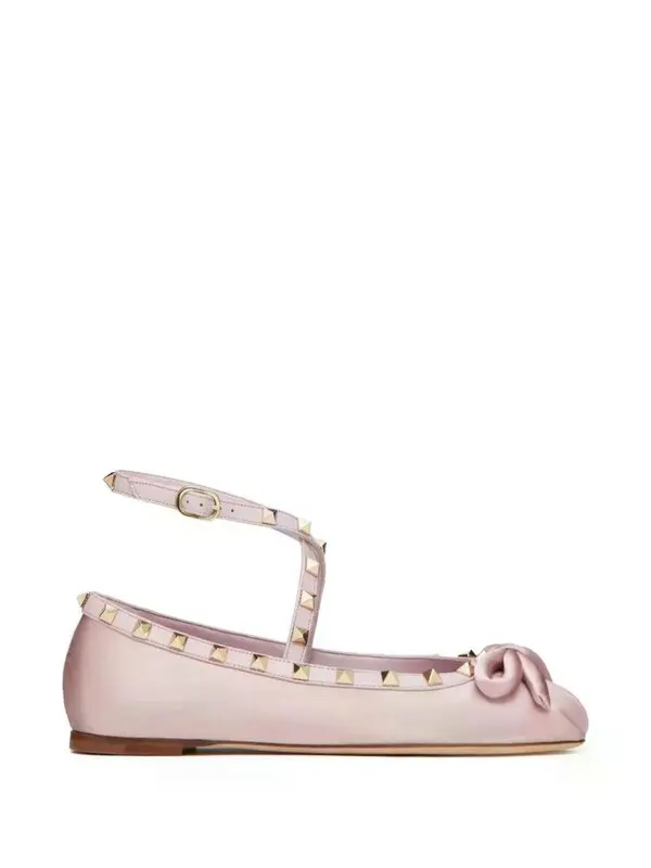 Valentino Garavani Rockstud Satin Ballet Flats - Pink