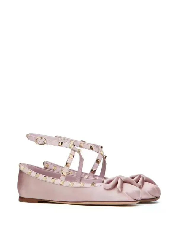 Valentino Garavani Rockstud Satin Ballet Flats
