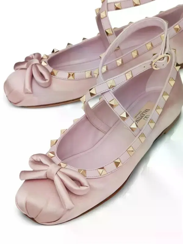 Valentino Garavani Rockstud Satin Ballet Flats