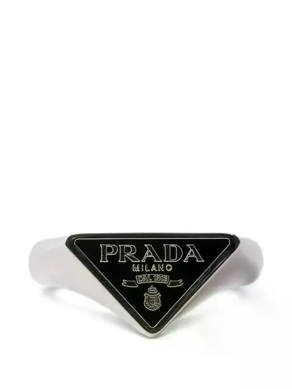Prada Enameled Metal Ring - Silver