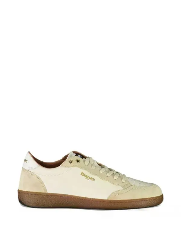 BLAUER. Perforated Panelled Leather Sneakers