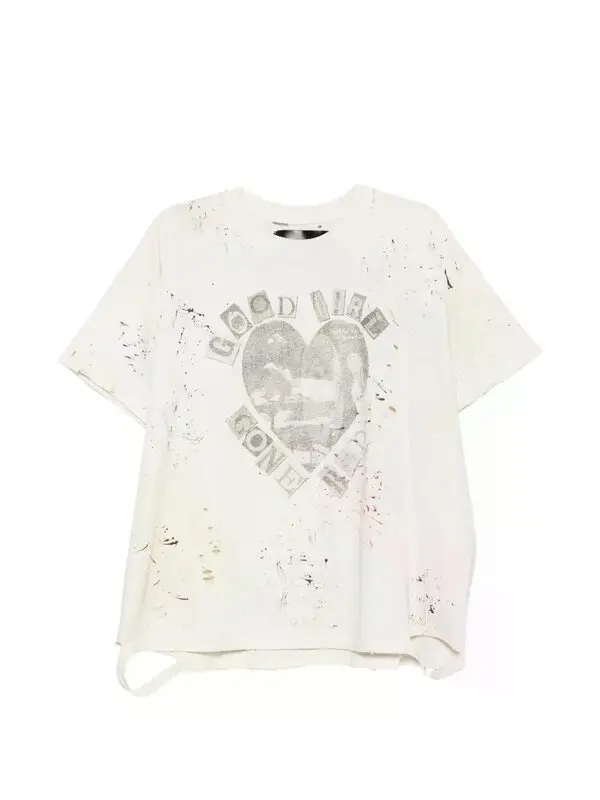 SEKRIT Graphic-print Distressed T-shirt
