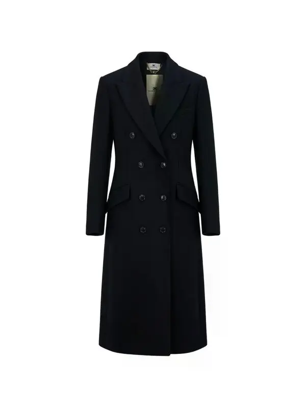 Elisabetta Franchi Double-breasted Peak-lapels Coat - Black