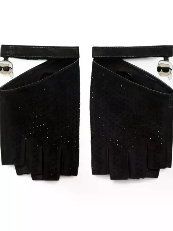 Karl Lagerfeld Ikon Fingerless Rhinestone Gloves
