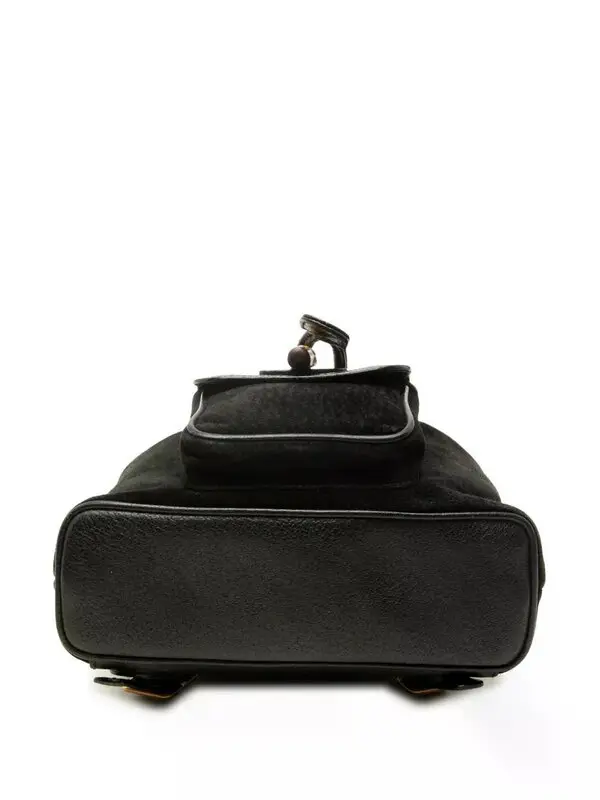 Gucci 20th Century Suede Bamboo Drawstring Backpack - Black