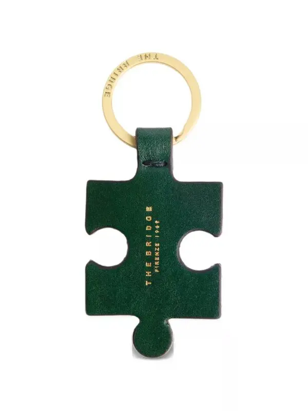 THE BRIDGE Puzzle-piece Leather Keyring - Green