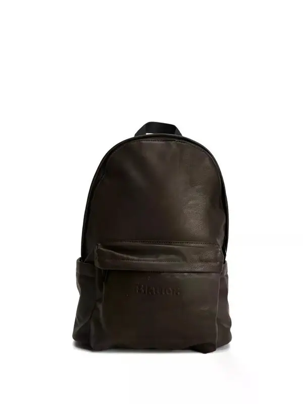 BLAUER. Logo-embossed Front-zip Backpack - Brown