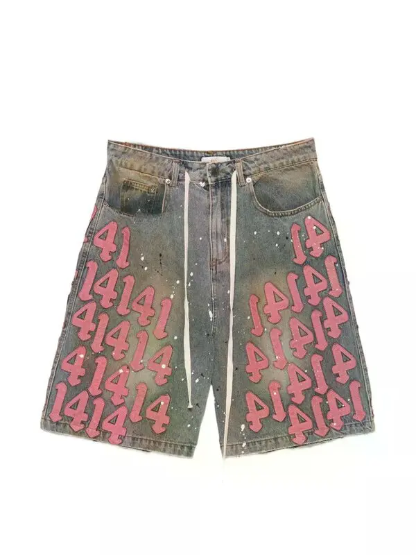 VALE FOREVER Appliqué-patch Paint-splatter Shorts