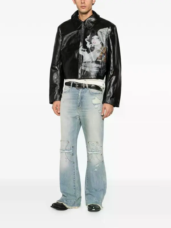 SEKRIT Distressed Panelled Jeans