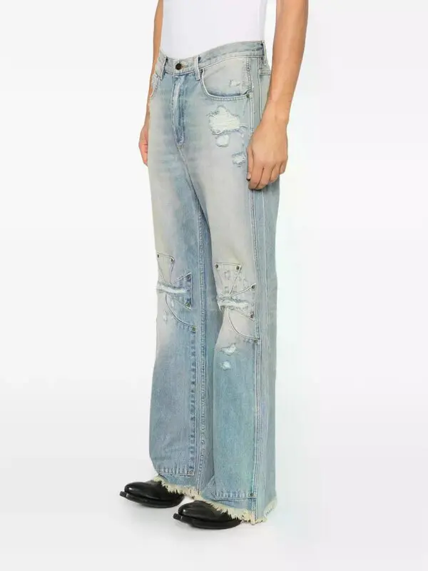 SEKRIT Distressed Panelled Jeans