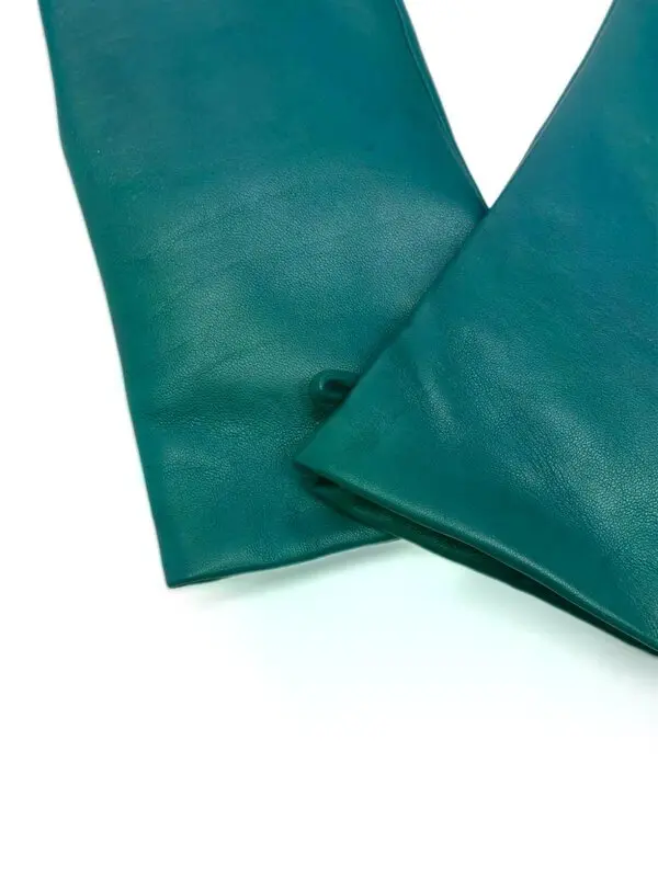 AGNELLE Inès Leather Gloves - Green