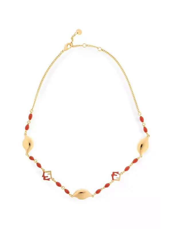 Fendi F-motif Bead-embellished Necklace - Gold