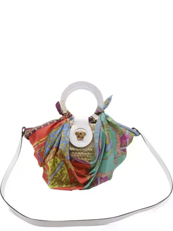 Versace 2020s Scarf-detail La Medusa Handle Bag - Neutrals