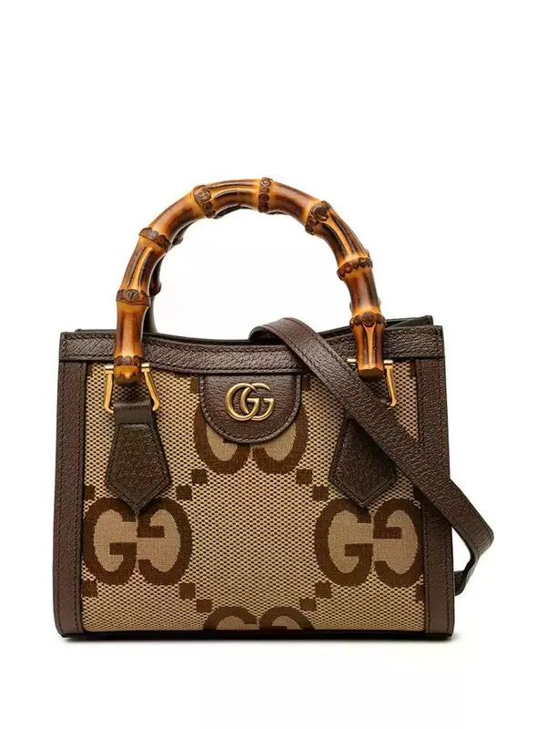 Gucci 2016-2026 Mini Jumbo Gg Canvas Bamboo Diana Satchel