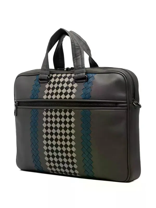 Bottega Veneta 2012-2026 Intrecciato Trimmed Leather Briefcase Business Bag - Grey