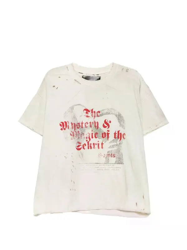 SEKRIT Graphic-print Distressed T-shirt