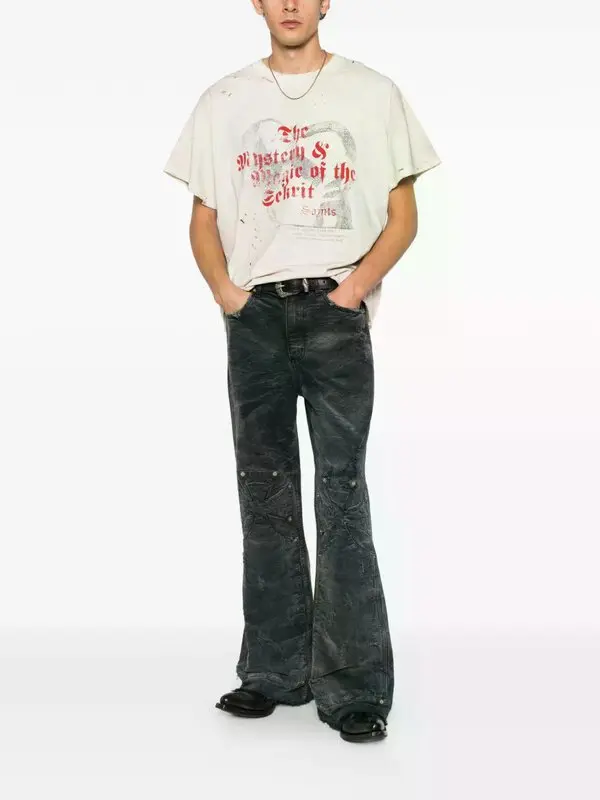 SEKRIT Graphic-print Distressed T-shirt