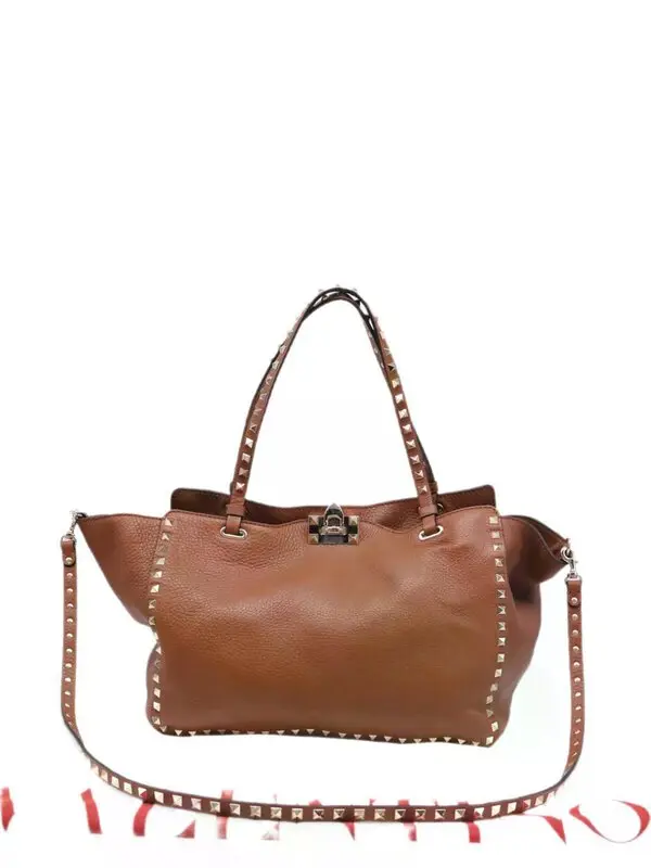 Valentino Garavani Rockstud Leather Tote Bag - Brown