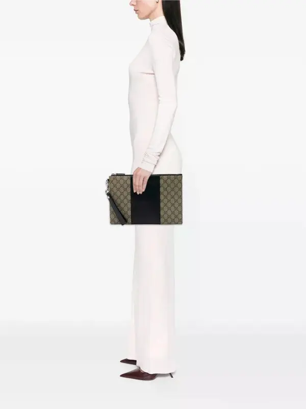 Gucci 2000-2015 Gg Supreme Wristlet Zip Pouch Clutch Bag