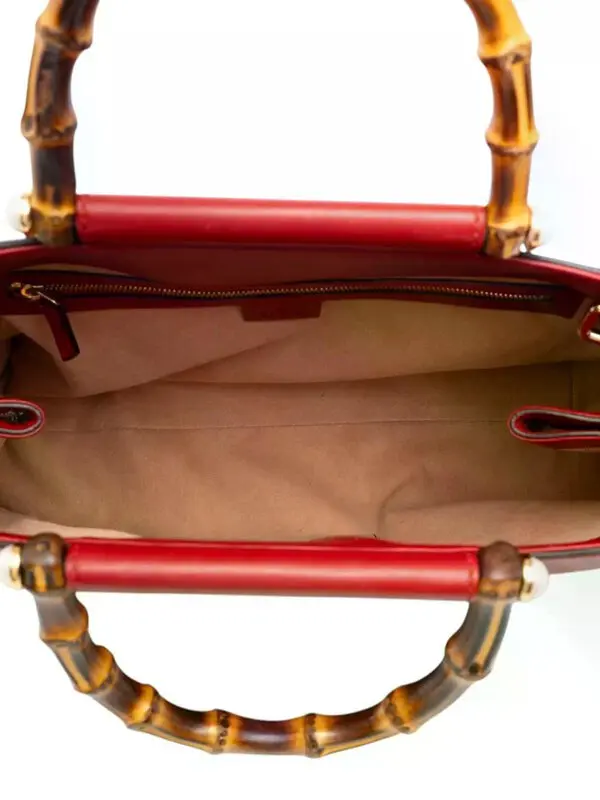 Gucci 2000-2015 Medium Calfskin Bamboo Nymphaea Satchel