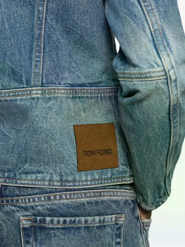 TOM FORD Faded-effect Biker-style Denim Jacket
