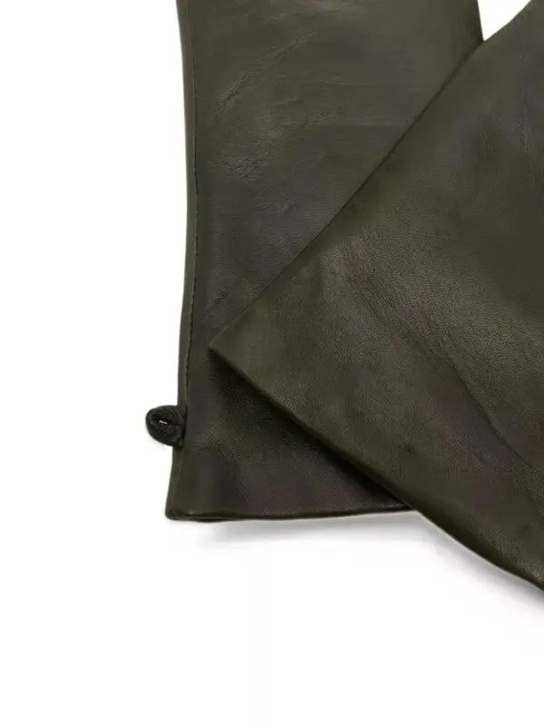 AGNELLE Inès Leather Gloves - Green